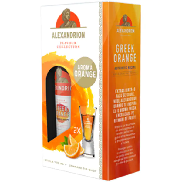 Brandy Alexandrion Greek Orange, 25%, 0.7L + 2 Pahare de shot - Fancy ...